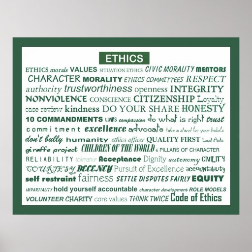 "Ethics Word Poster" Poster | Zazzle