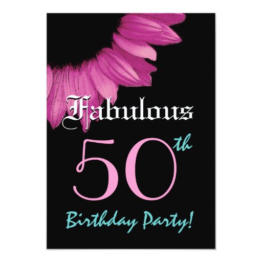 Fabulous 50 Birthday Party Pink Sunflower Card Zazzle