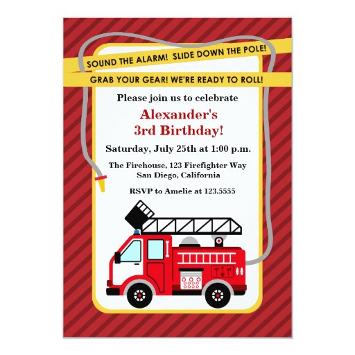 Fire Truck Firefighter Birthday Party Invitation | Zazzle Fire Truck Firefighter Birthday Party Invitation | Zazzle