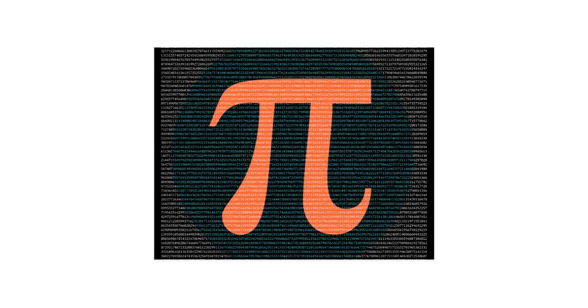 First 10 000 Digits Of Pi In Blue And Orange Postcard Zazzle