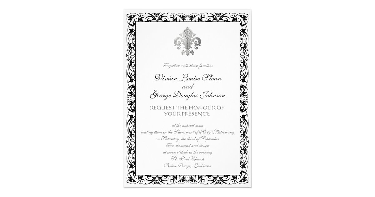 Fleur De Lis Themed Wedding Personalized Invitation