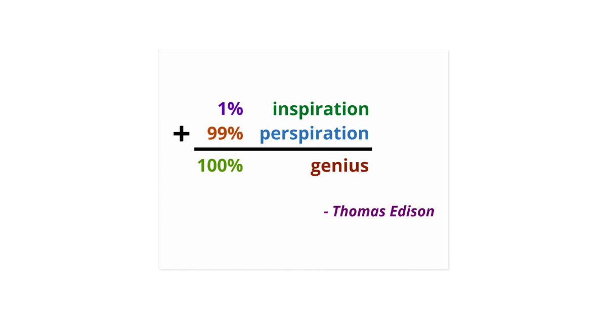 Genius Is 1 Inspiration And 99 Perspiration Postcard Zazzle Genius Is 1 Inspiration And 99 Perspiration Postcard Zazzle