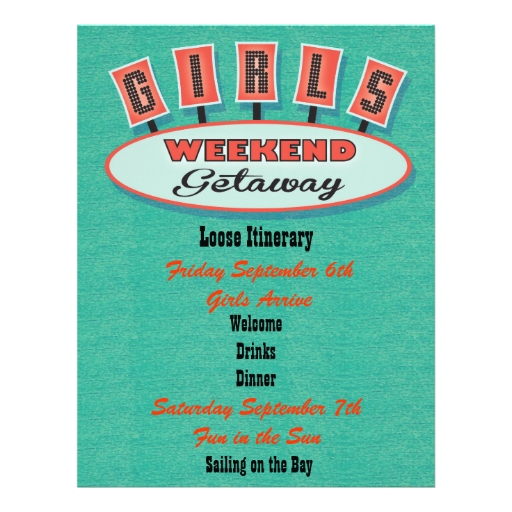 Girls Weekend Getaway Itinerary Letterhead Template Zazzle Girls Weekend Getaway Itinerary Letterhead Template Zazzle