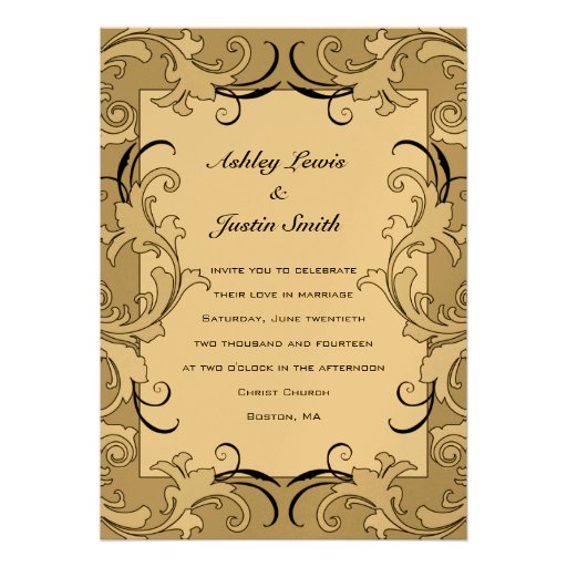 Gold Black Victorian Border Wedding Invitation | Zazzle Gold Black Victorian Border Wedding Invitation | Zazzle