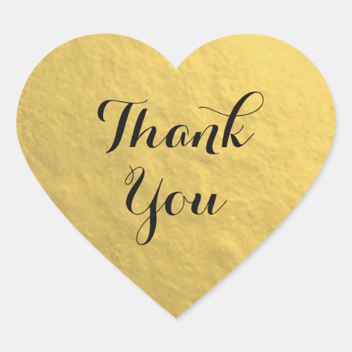 Gold Foil Heart Thank You Sticker Zazzle