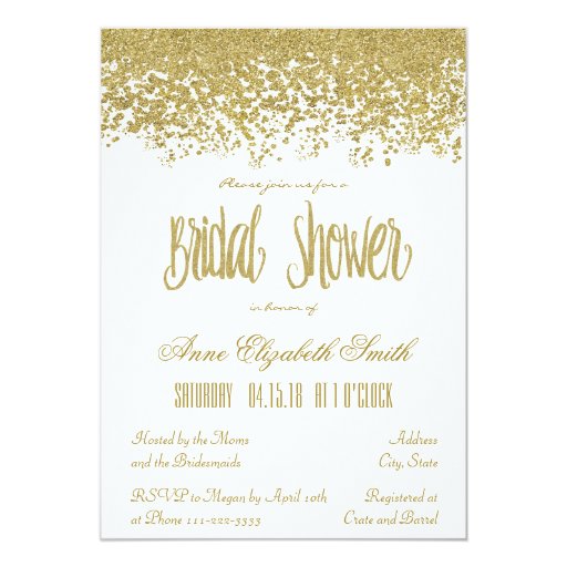 Gold Glitter Bridal Shower Invitation Zazzle