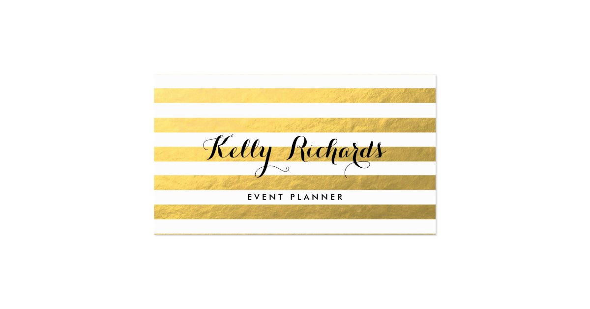Gold White Stripes Pattern Business Card Zazzle