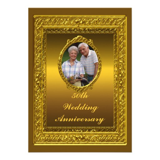Golden 50th Wedding Anniversary Party Invitation 5 X 7 Invitation 