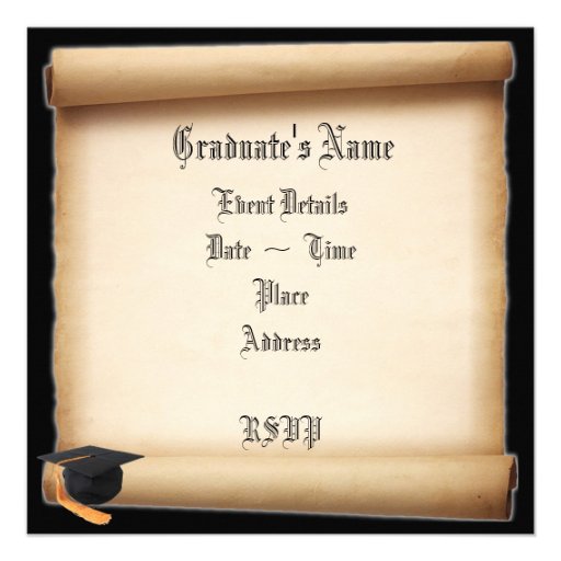 Graduation Scroll Template 5 25x5 25 Square Paper Invitation Card Zazzle