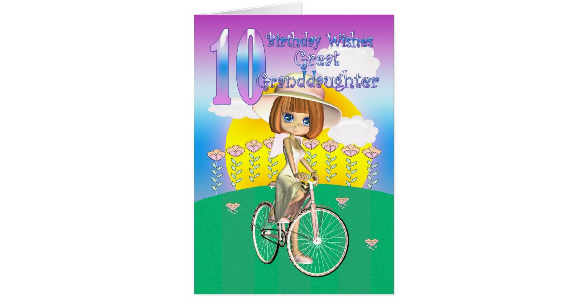 Great Granddaughter 10th Birthday Card With Little Zazzle Great Granddaughter 10th Birthday Card With Little Zazzle