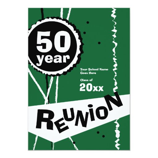 Green 50 Year Class Reunion Invitation Zazzle green-50-year-class-reunion-invitation-zazzle