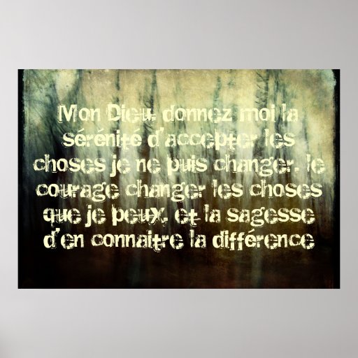 Grungy Serenity Prayer in French Poster | Zazzle
