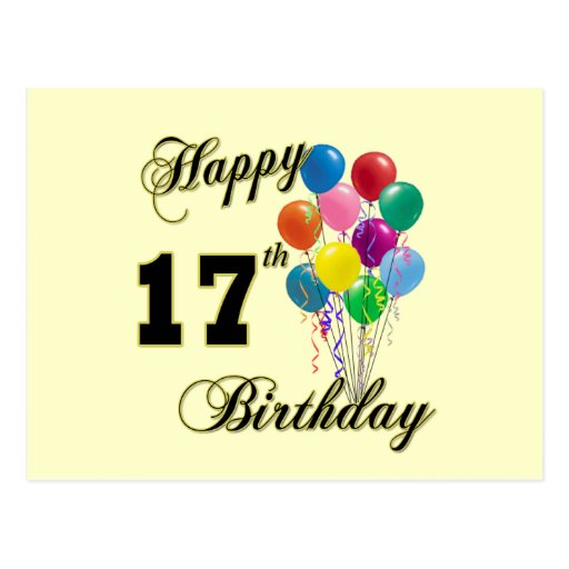 Happy 17th Birthday Design With Balloons Postcard Zazzle