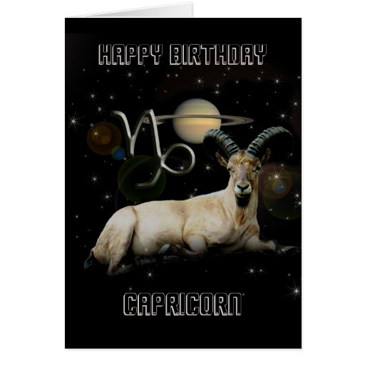 Happy Birthday Capricorn Goat Saturn Greeting Card Zazzle