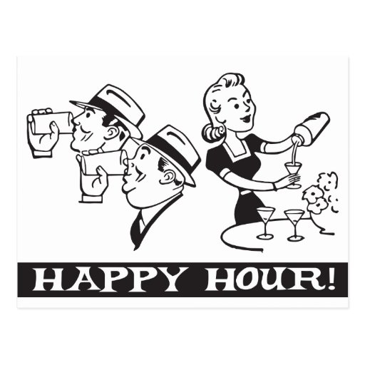 Happy Hour Invitation With Funny Retro Postcard Zazzle