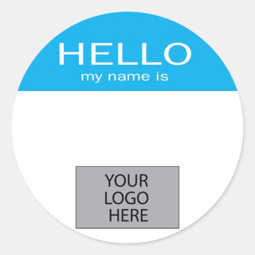 Hello My Name Is With Custom Logo Classic Round Sticker Zazzle
