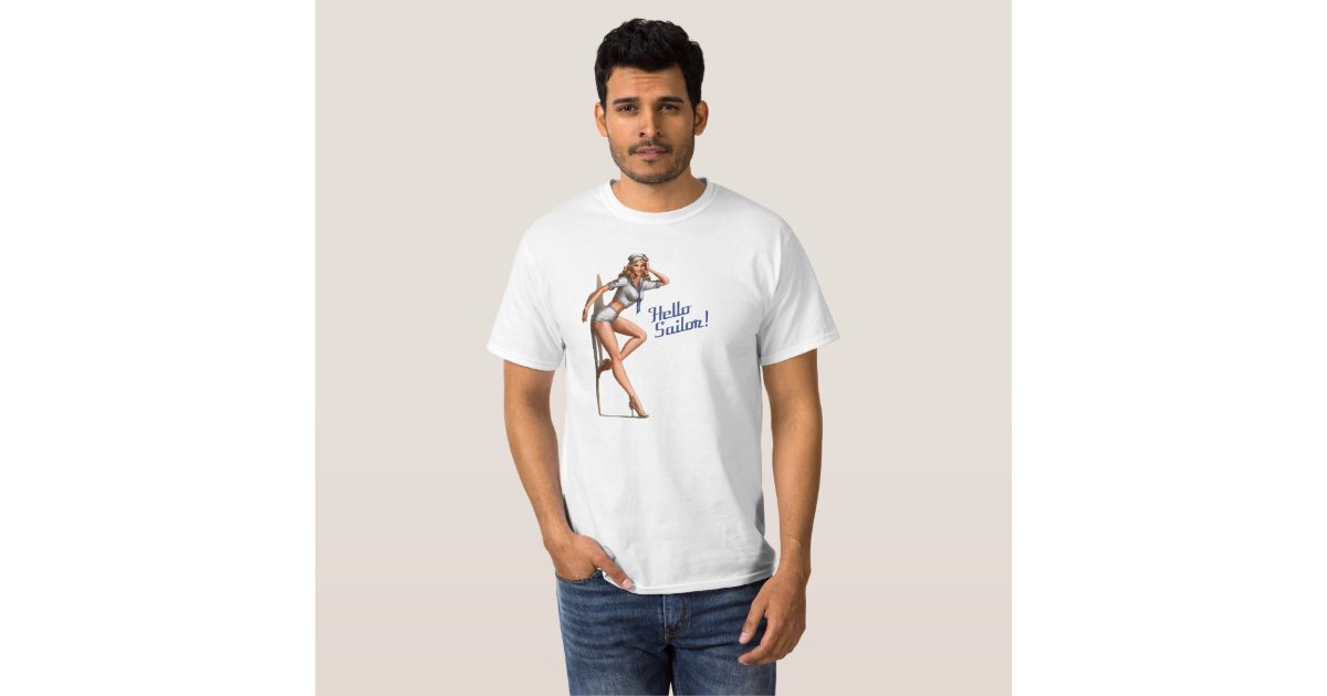 Hello Sailor Pin Up Girl T Shirt Zazzle