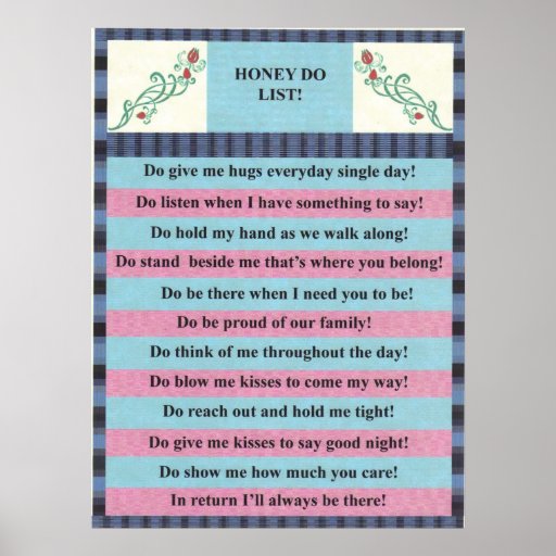 HONEY DO LIST PRINT Zazzle HONEY DO LIST PRINT Zazzle