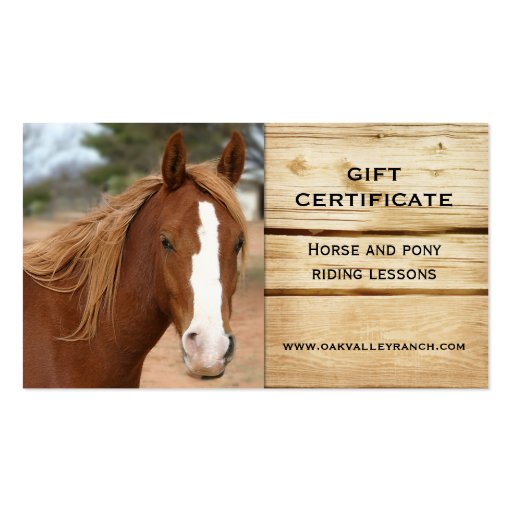 Horse Riding Lessons Gift Certificate Template Double Sided Standard 