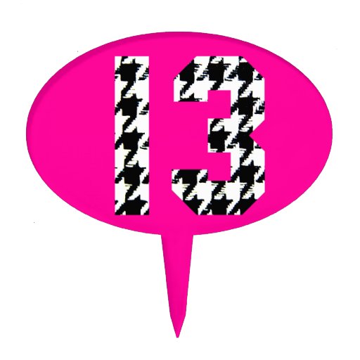 Houndstooth Lucky Number 13 Cake Topper Zazzle houndstooth-lucky-number-13-cake-topper-zazzle