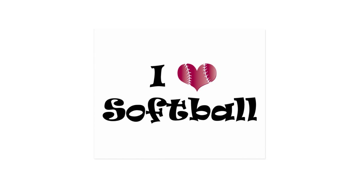 I Love Softball Postcard Zazzle