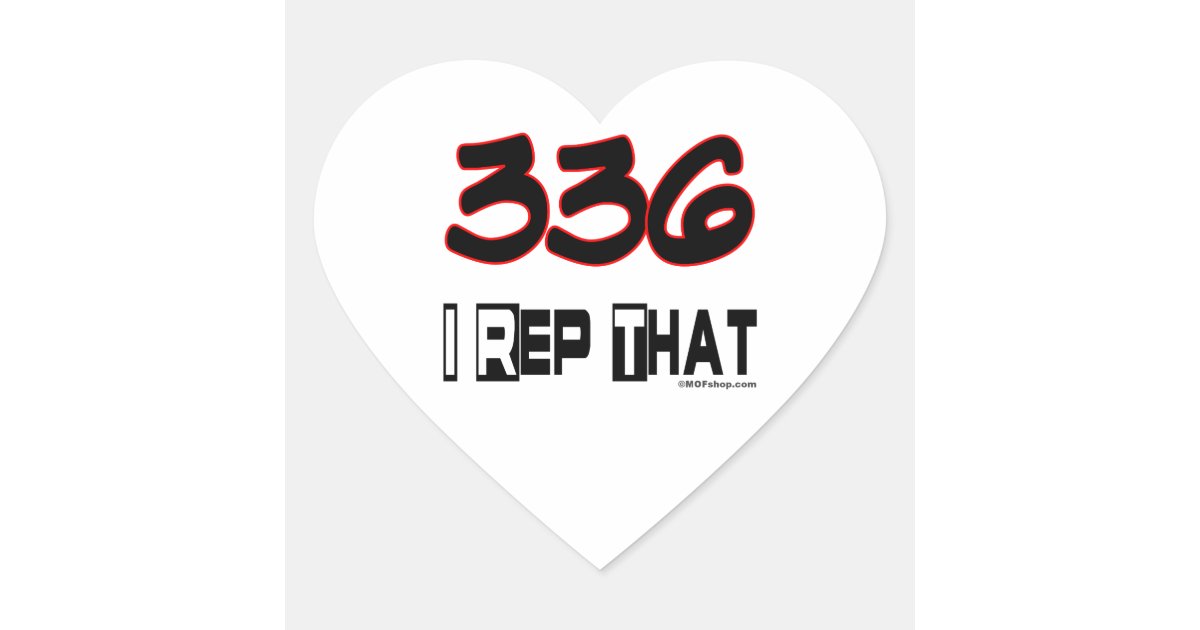 I Rep That 336 Area Code Heart Sticker Zazzle I Rep That 336 Area Code Heart Sticker Zazzle