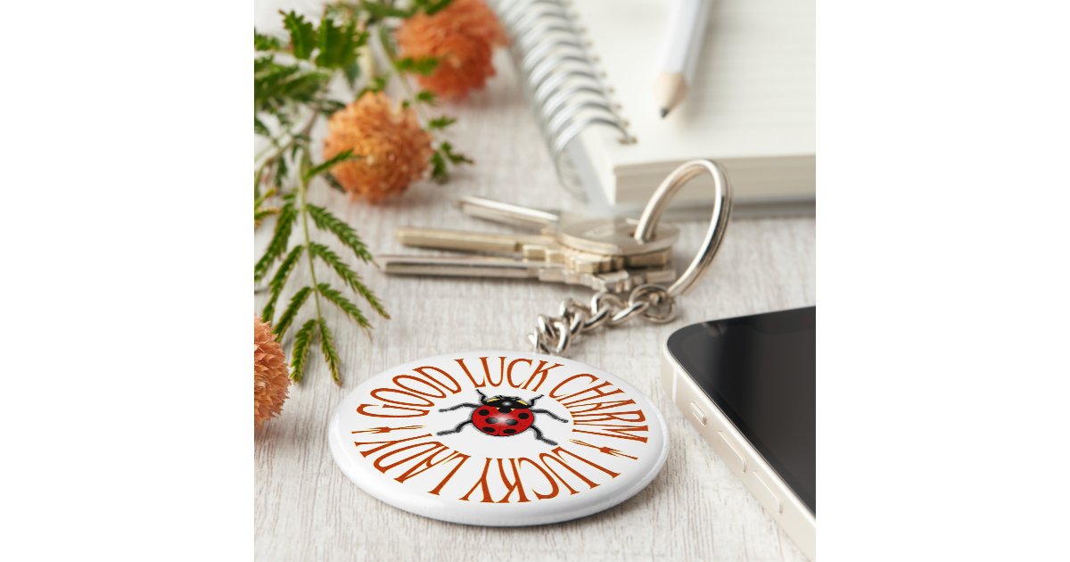 LADYBUG GOOD LUCK CHARM KEYCHAIN Zazzle ladybug-good-luck-charm-keychain-zazzle