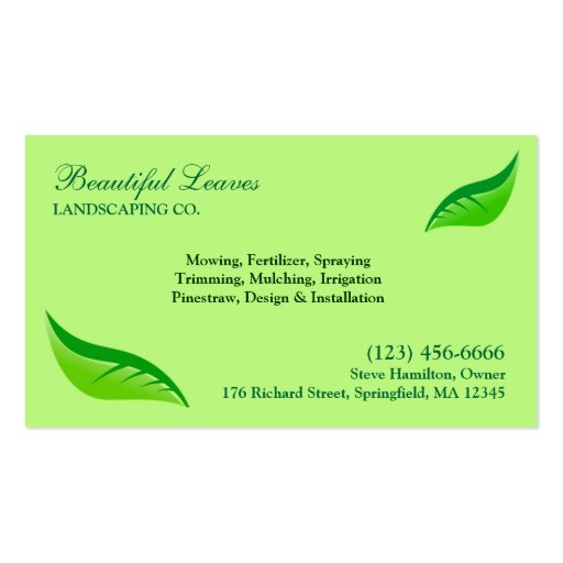 Lawn Care Business Card Zazzle