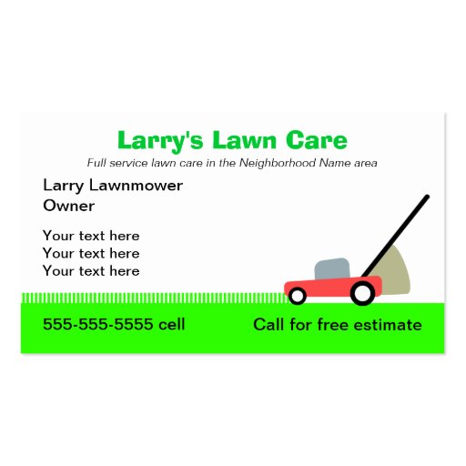 Lawn Care Services Business Card Template Zazzle