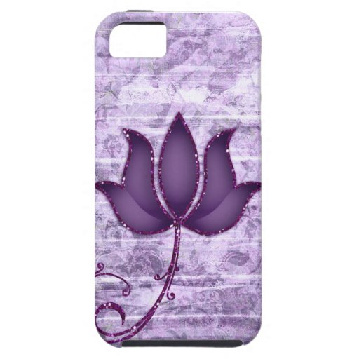 Lotus Flower Vintage Damask Purple Glitter Iphone 5 Case Zazzle