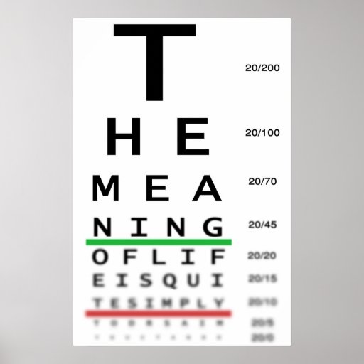 Meaning Of Life Eye Chart Posters Zazzle Meaning Of Life Eye Chart Posters Zazzle