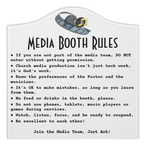 Media Booth Rules Door Sign Zazzle media-booth-rules-door-sign-zazzle