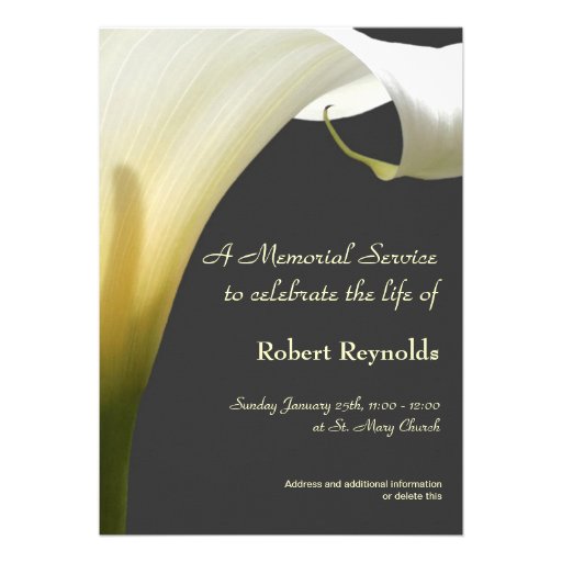 Memorial Service Announcement 5 X 7 Invitation Card Zazzle
