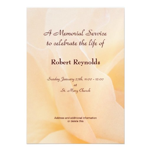 Memorial Service Announcement 5 X 7 Invitation Card Zazzle