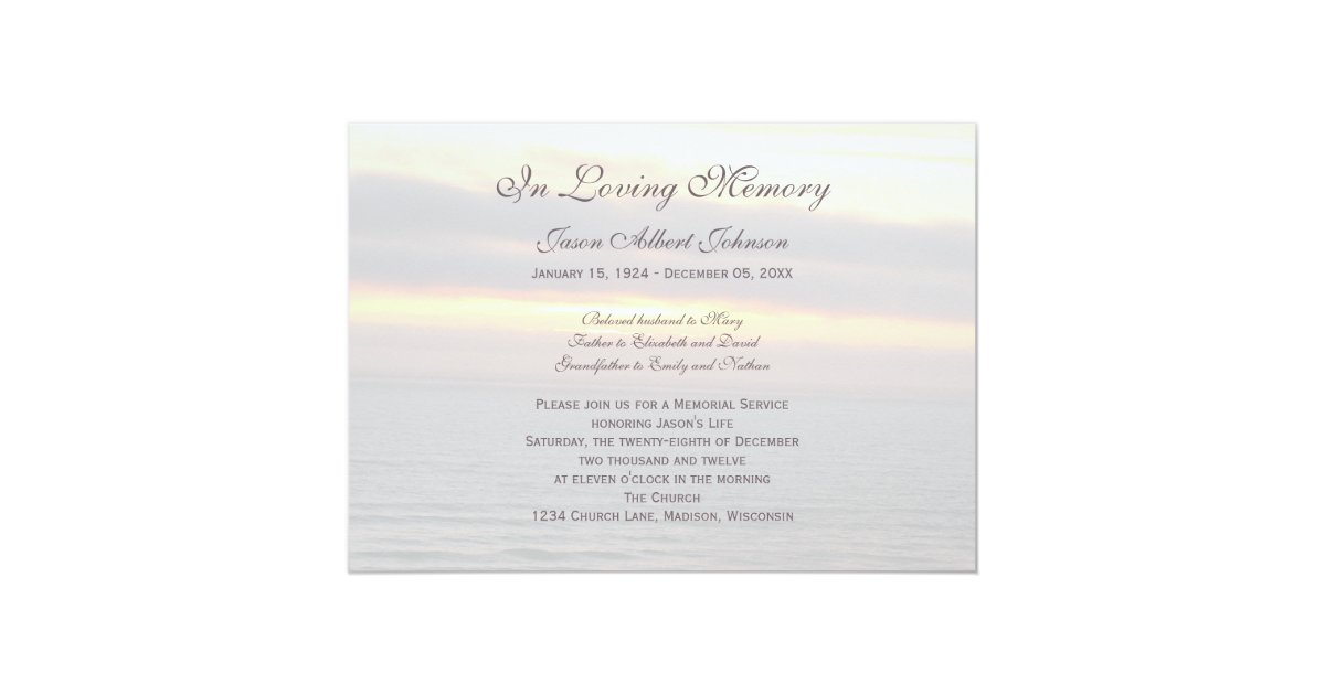 Memorial Service Invitation Announcement Zazzle Memorial Service Invitation Announcement Zazzle
