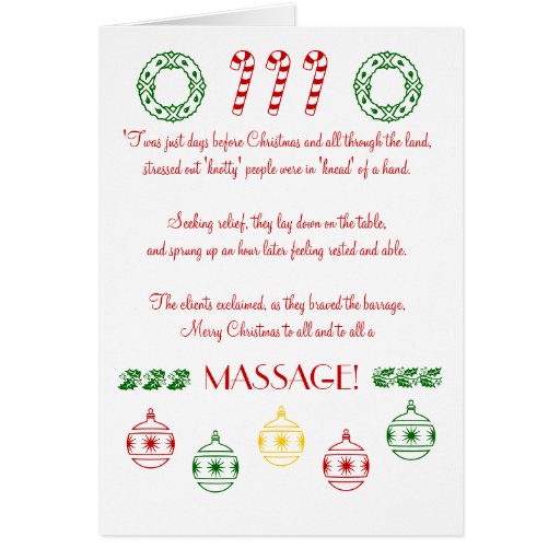 Merry Christmas To All And To All A Massage Card Zazzle