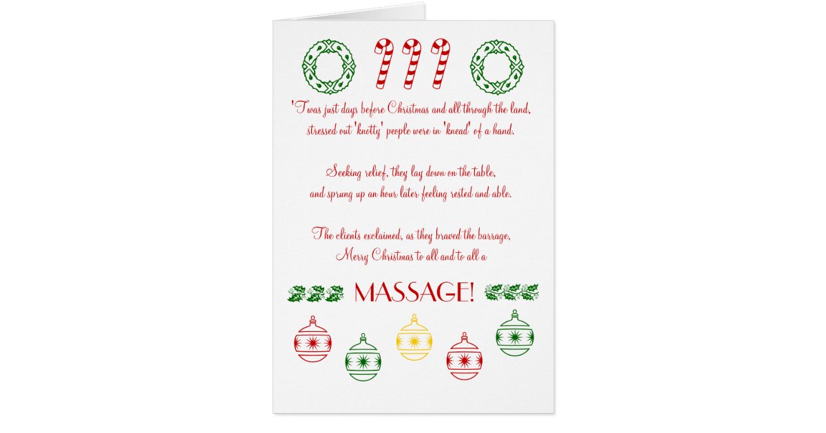Merry Christmas To All And To All A Massage Card Zazzle