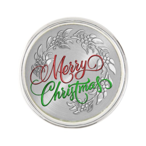 Merry Christmas Wreath Lapel Pin Zazzle