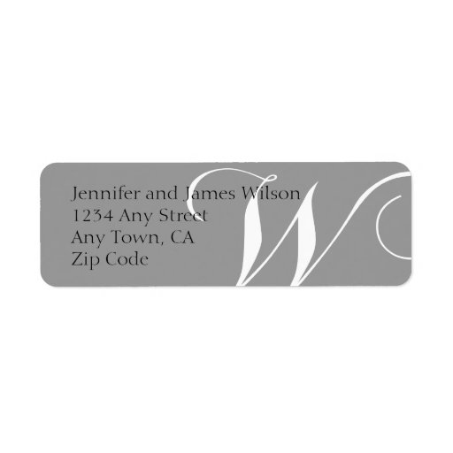 monogram-w-return-address-labels-grey-zazzle