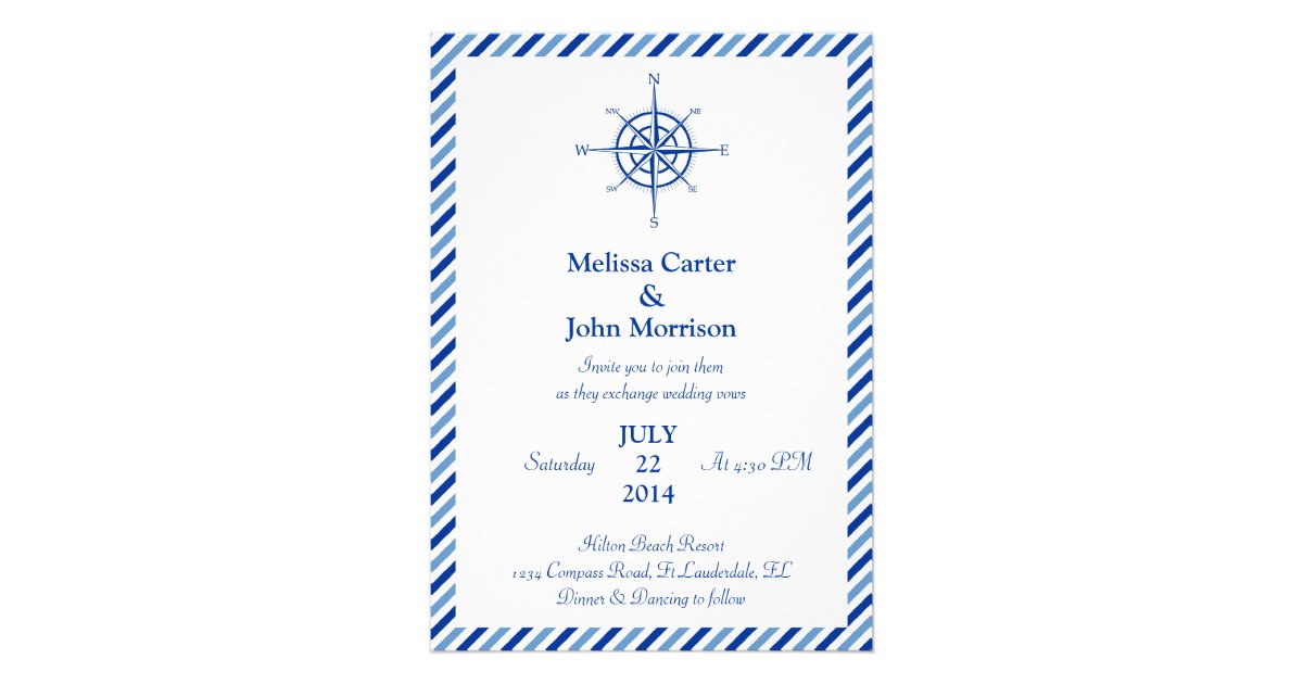 Nautical Compass Wedding Invitation Nautical Compass Wedding Invitation
