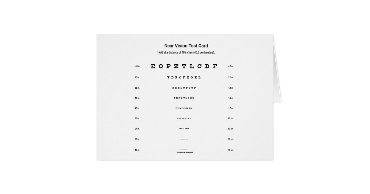 Near Vision Test Card Visual Acuity Exam Zazzle Near Vision Test Card Visual Acuity Exam Zazzle