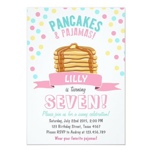 Pancakes And Pajamas Birthday Party Invitation Zazzle