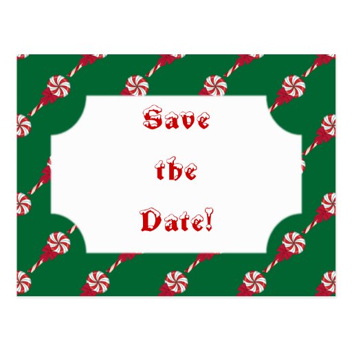 Peppermint Lollipops Save The Date Postcard
