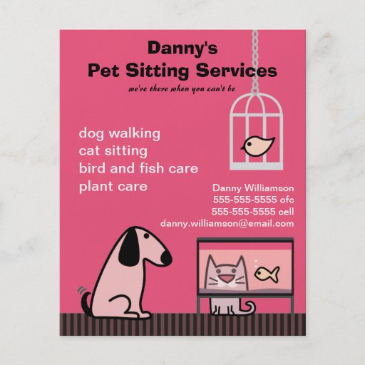 Pet Sitter s Dog Cat Red Full Color Flyer Zazzle