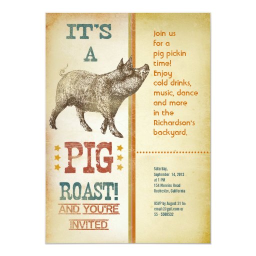 Pig Roast Party Vintage Invitations Zazzle pig-roast-party-vintage-invitations-zazzle