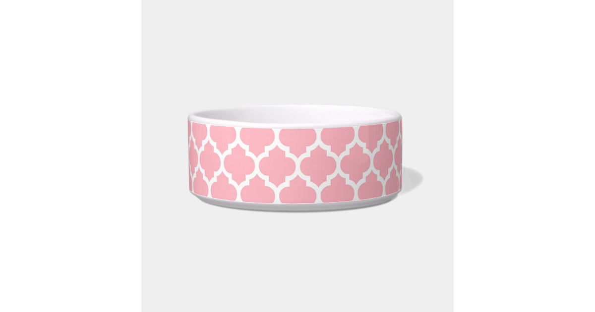 Pink White Moroccan Quatrefoil Pattern 5 Bowl Zazzle