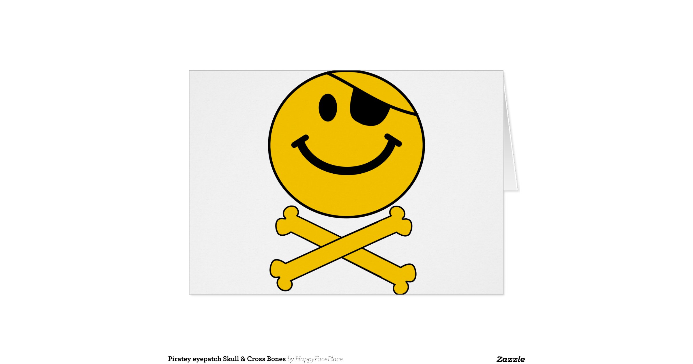 Piratey Eyepatch Smiley Skull And Cross Bones Greeting Card Zazzle
