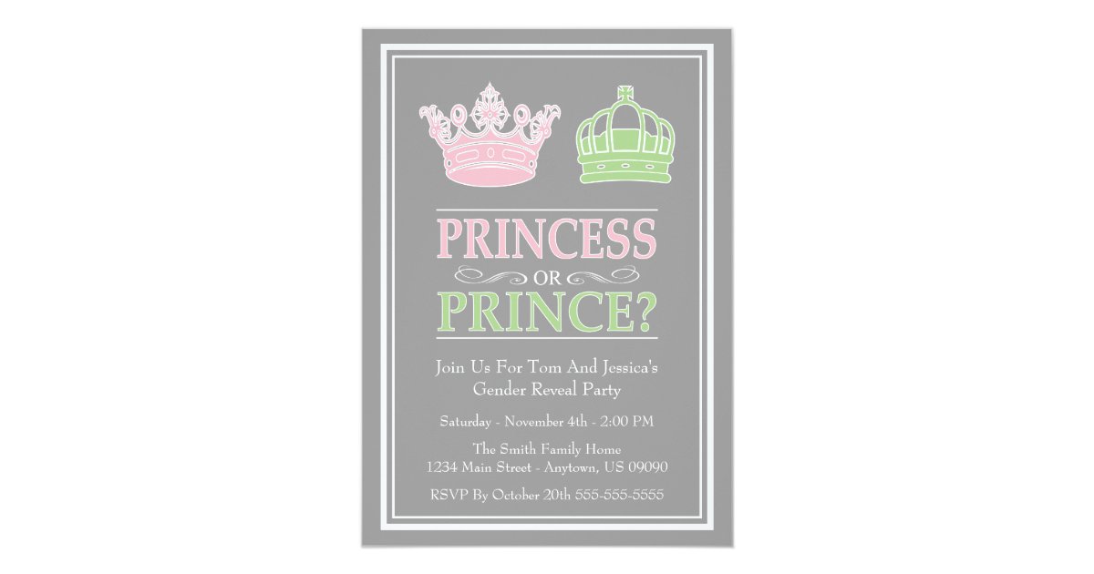 Princess Or Prince Gender Reveal Party Invitations Zazzle