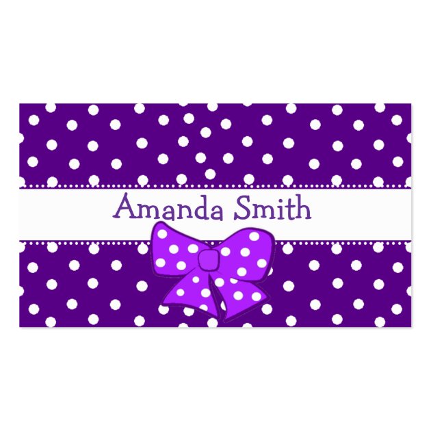 Purple & White Polka Dot Girl's Play Date Card Business Card Template