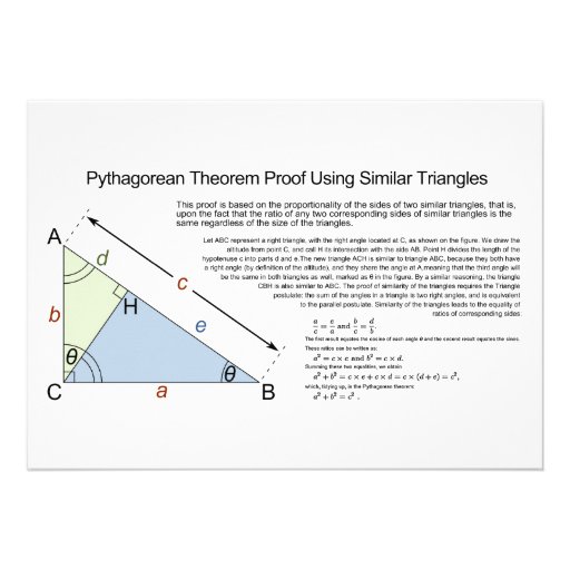 Pythagorean Theorem Proof Using Similar Triangles 5x7 Paper Invitation ... Pythagorean Theorem Proof Using Similar Triangles 5x7 Paper Invitation ...